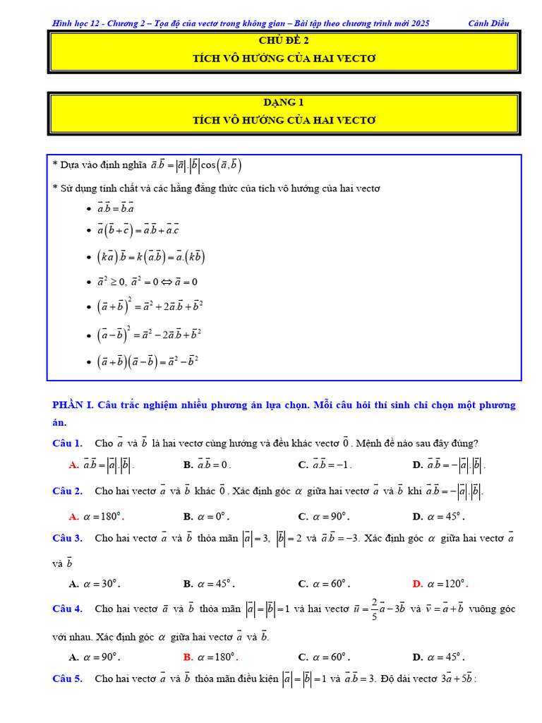 cac-dang-bai-tap-toa-do-cua-vecto-trong-khong-gian-toan-12-canh-dieu (1) | PDF