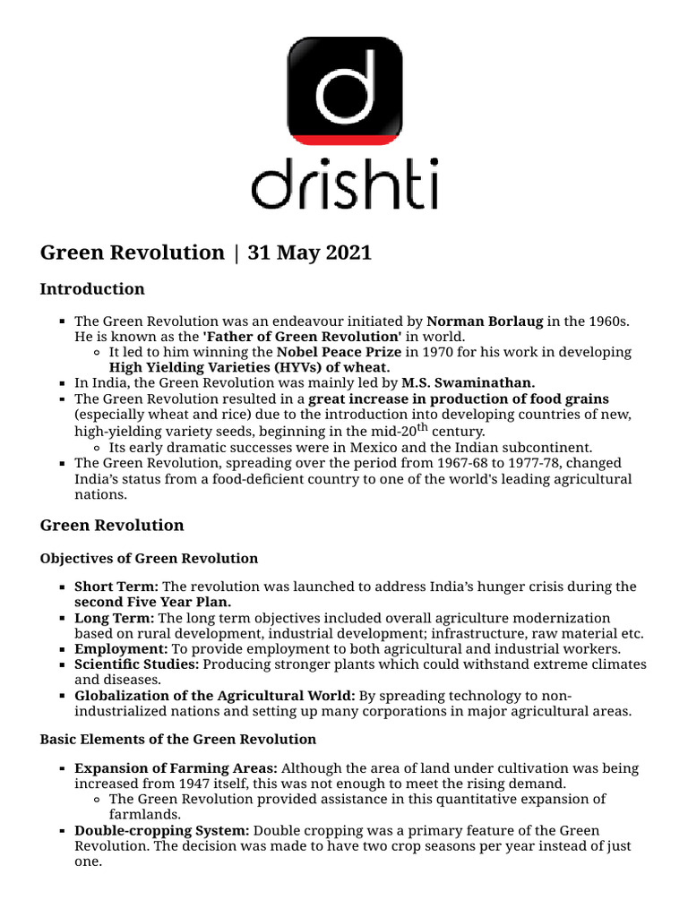 green revolution | PDF | Green Revolution | Agriculture green revolution | PDF | Green Revolution | Agriculture