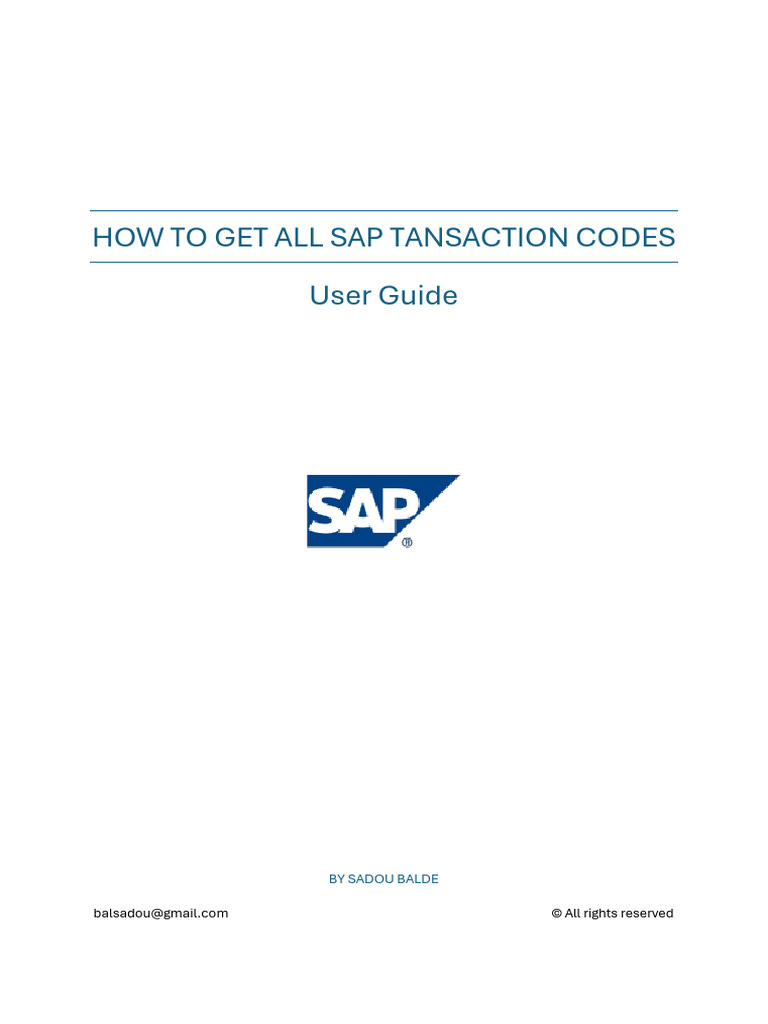 SAP tcode | PDF | Microsoft Excel | Software Engineering