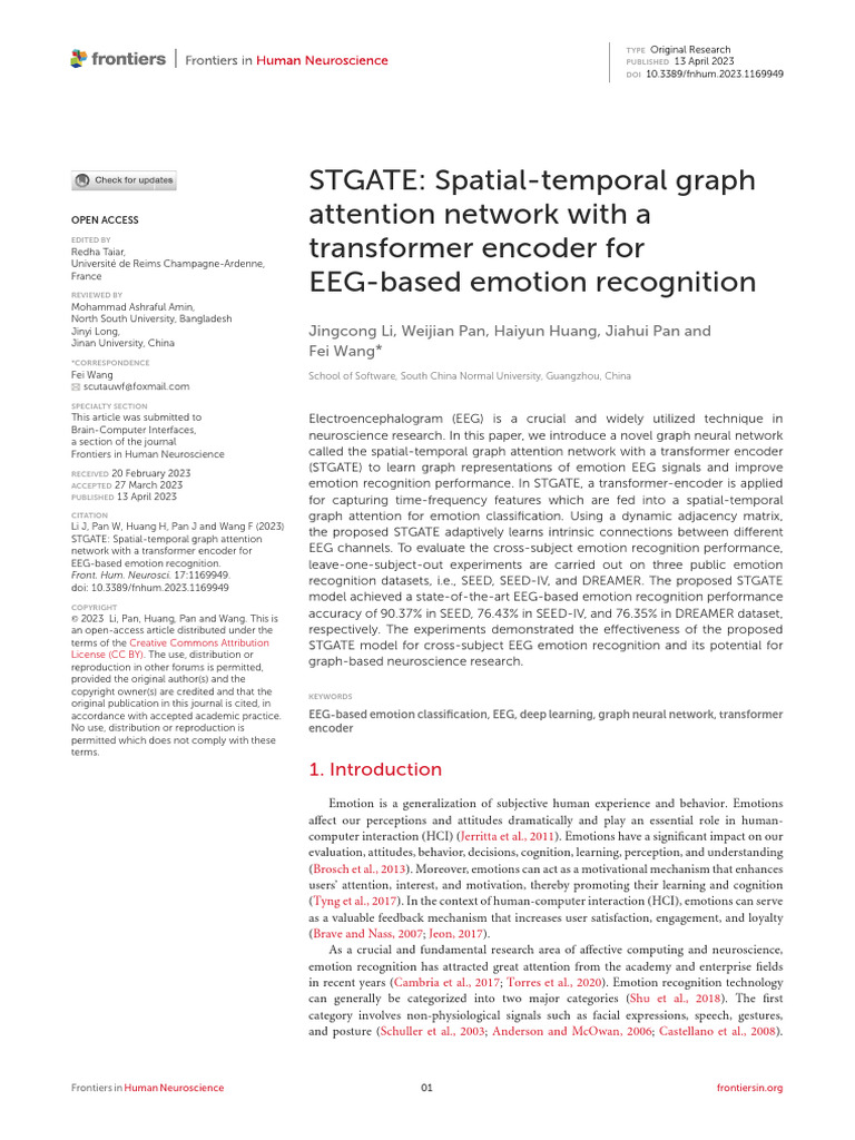 STGATE Spatial-Temporal Graph Attention Network Wi | PDF | Attention | Electroencephalography