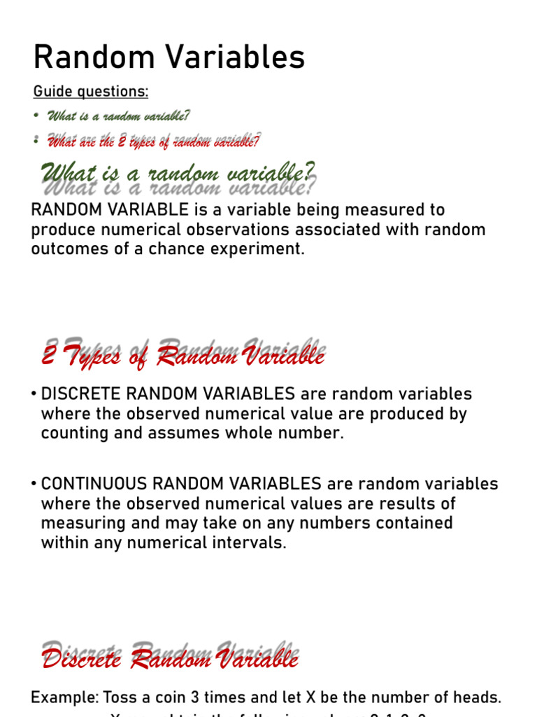 Stat PRob Random Variables | PDF