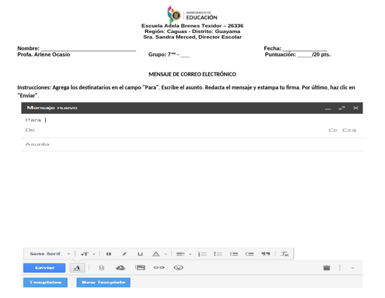 Plantilla - Practica Del Correo Electronico | PDF