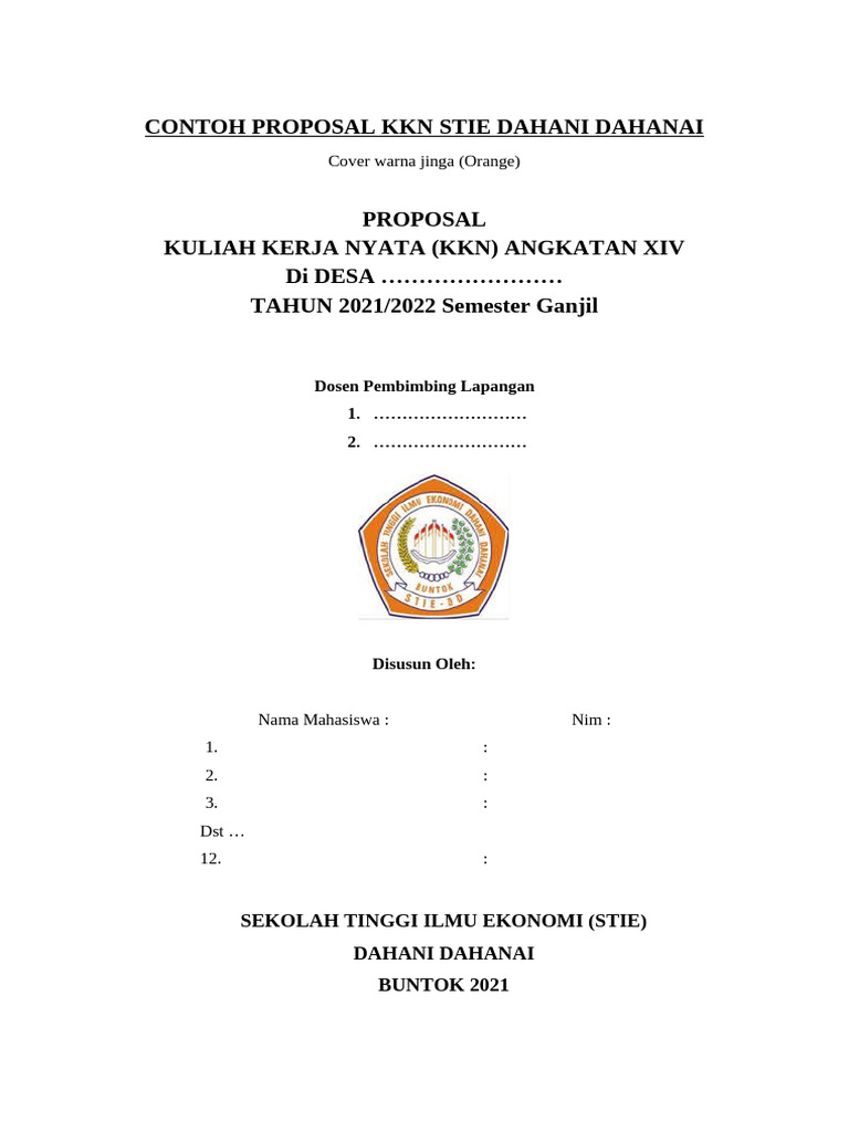 Proposal KKN STIE 2021 | PDF