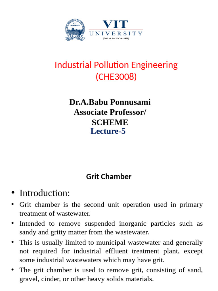 Grit Chamber and Flow Equalization in Wastewater Treatment | PDF ...