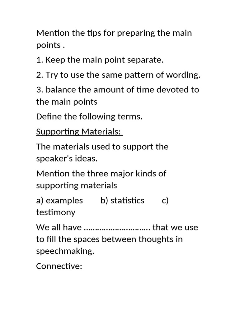 Tips for Structuring Main Points | PDF