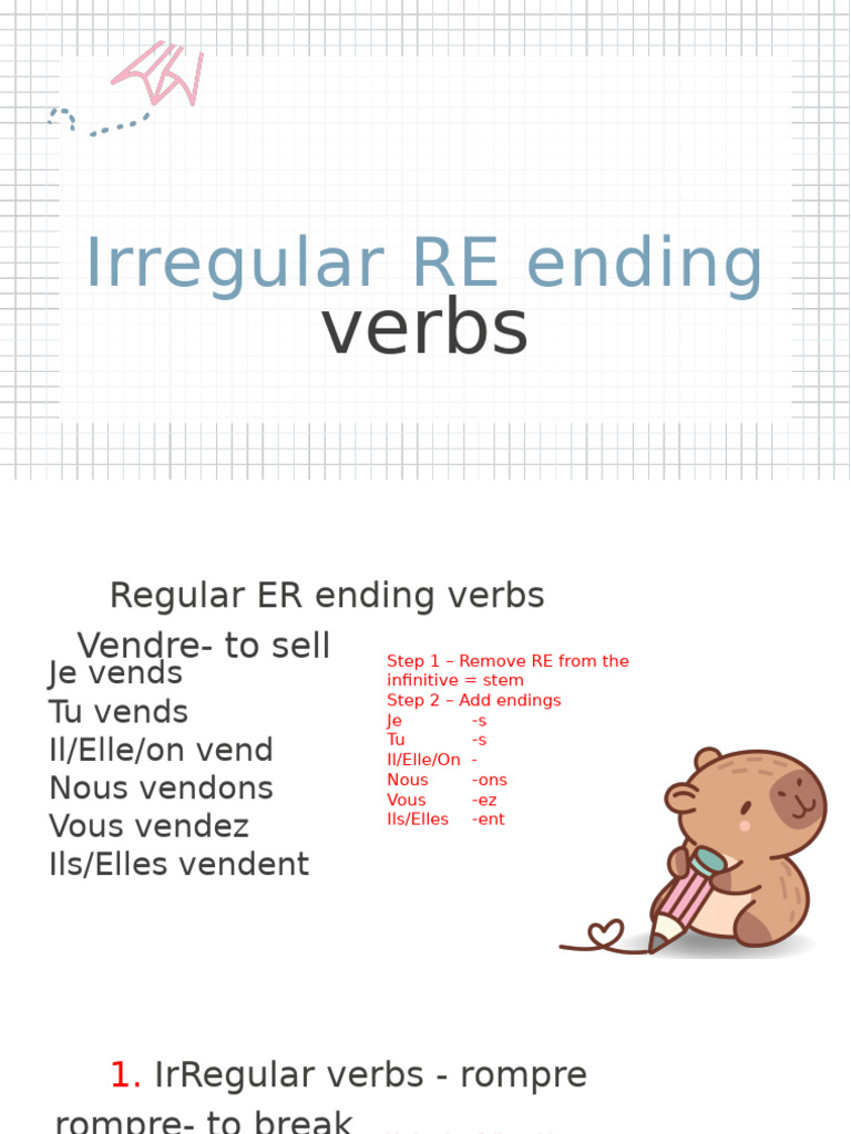 Verbes irréguliers en -RE en français | PDF