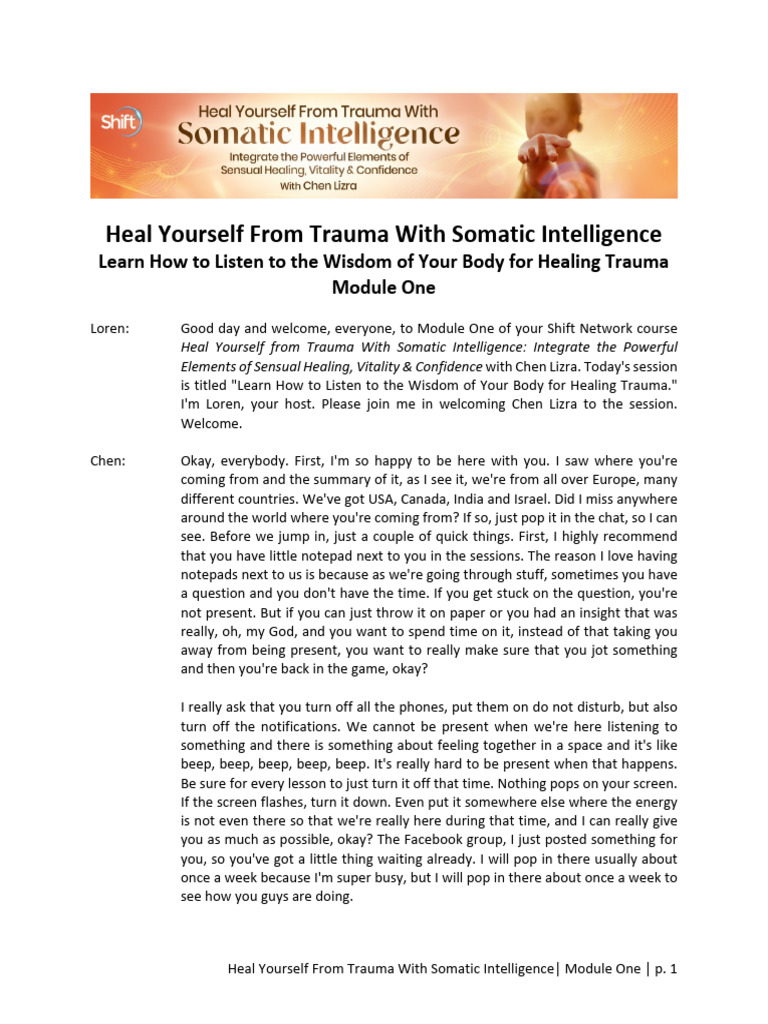 Module 1 - Learn How To Listen To The Wisdom of Your Body For Healing ...
