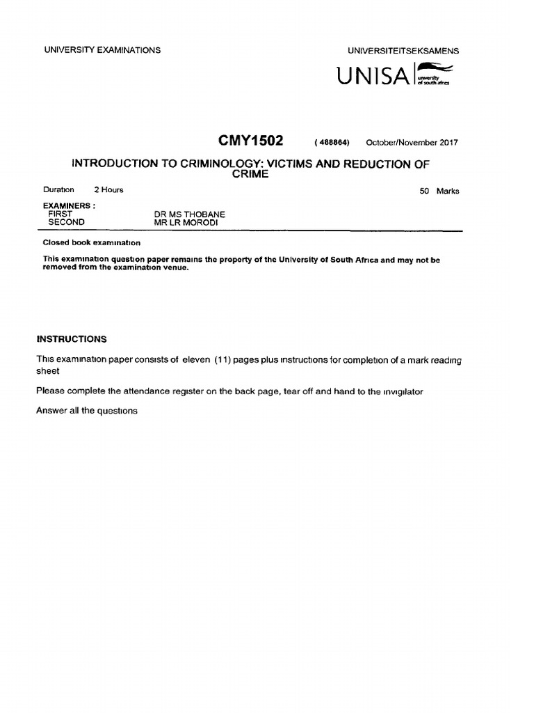 CMY1502 2017 Exam | PDF