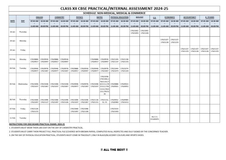 Class Xii _ Planner Practical 2024-25 | PDF