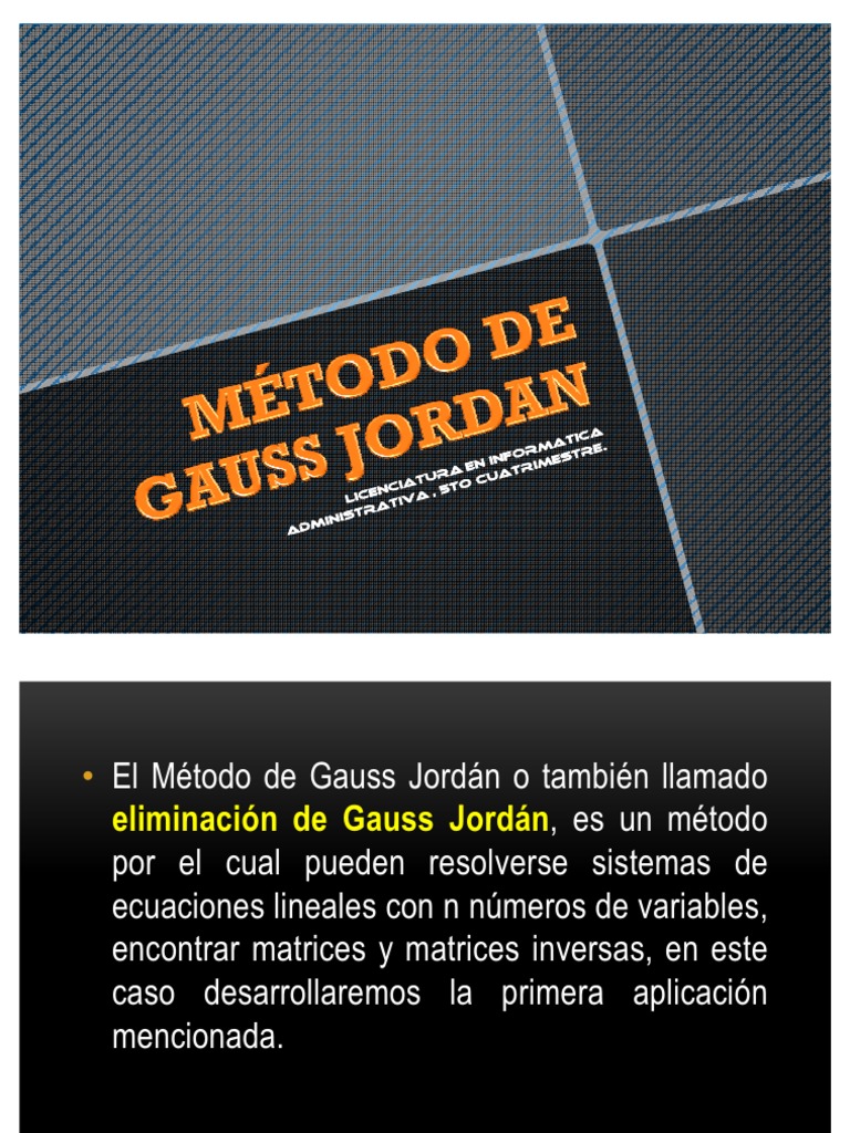 MÉTODO DE GAUSS JORDAN