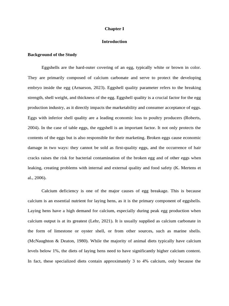 For Improving Egshell Quality of White Leghorn Chicken 1 | PDF ...