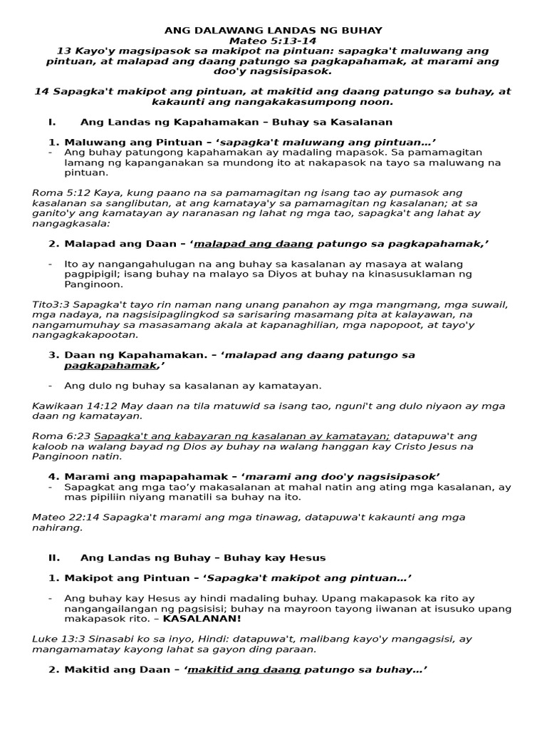 Ang Dalawang Landas NG Buhay | PDF