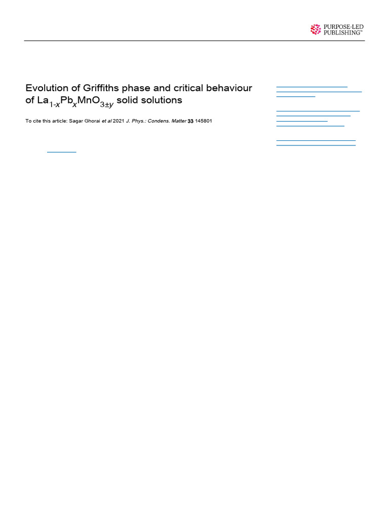 Evolution of Griffiths Phase and Critical Behaviour of La1-X PB X MnO3 ...