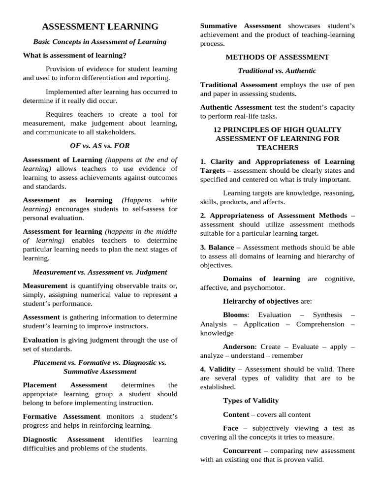 Assessment Learning | PDF | Educational Assessment | Skewness