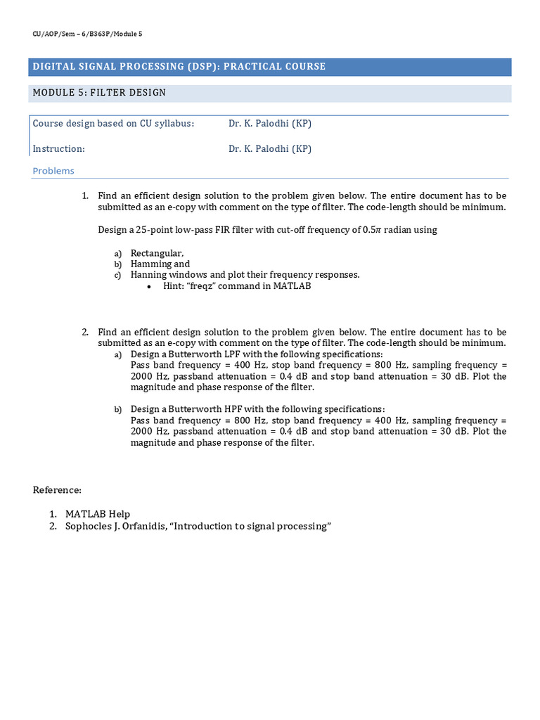 DSP 6sem Module5 Prob | PDF