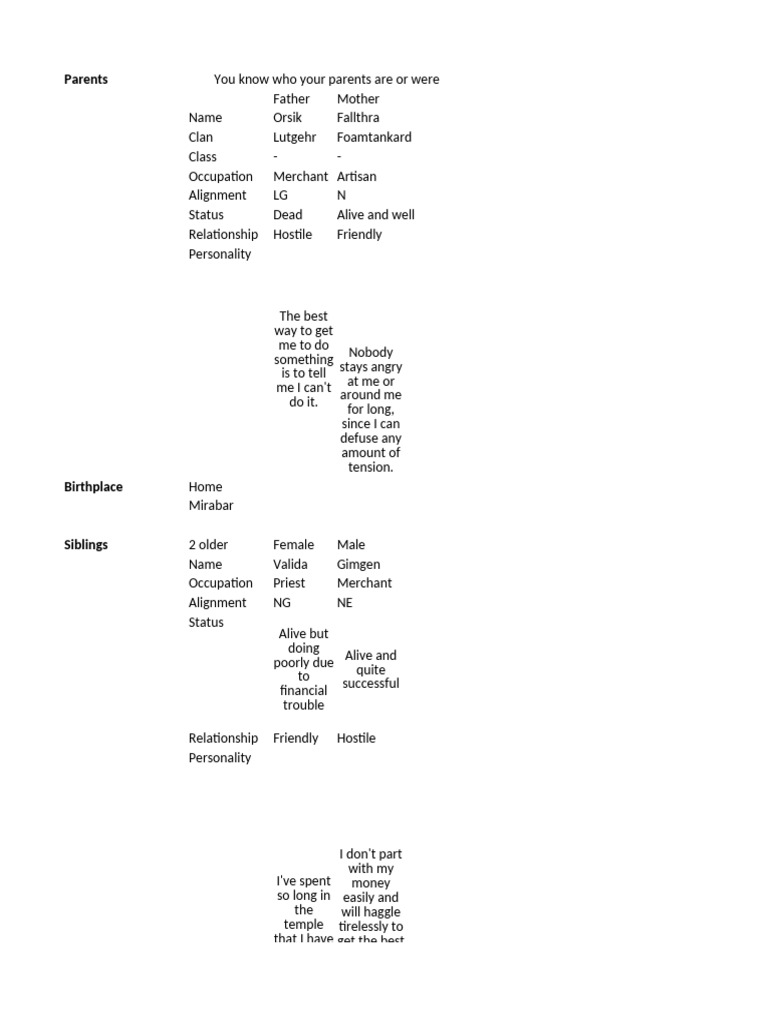 Backstory Brief Sheet | PDF