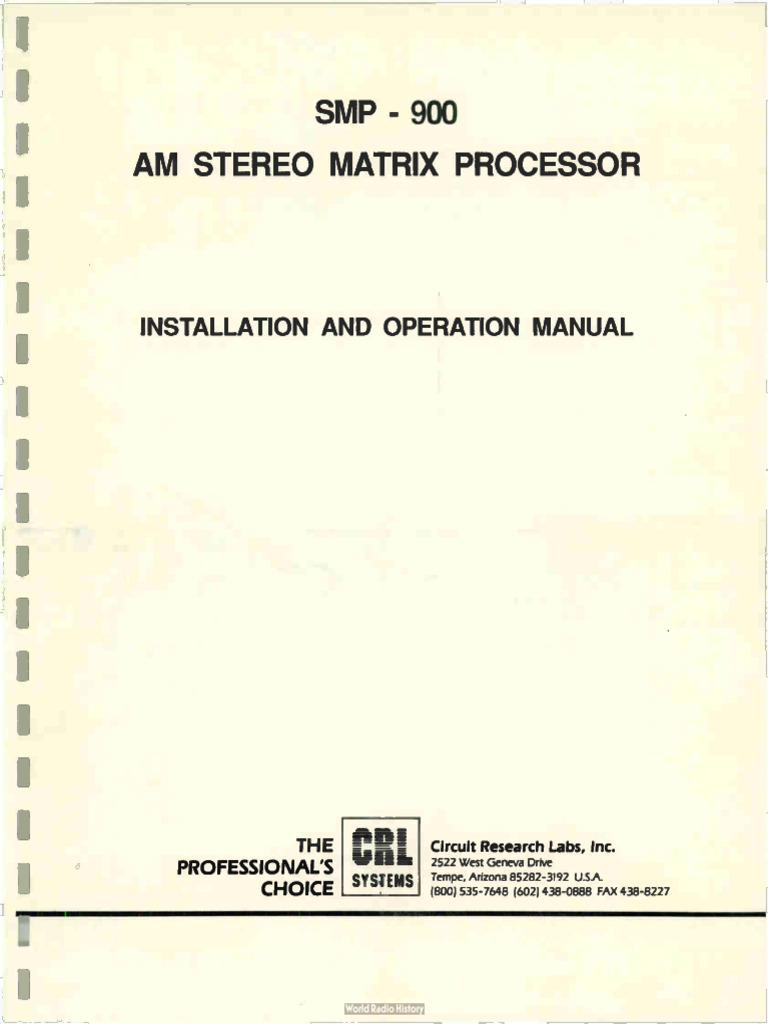 CRL-SMP-900-AM-Stereo-Matrix-Processor-1986 | PDF | Frequency Modulation | Distortion