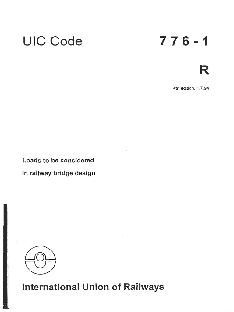Uic-776-1-Loads To Be Considered in Railway Bridge Design | PDF