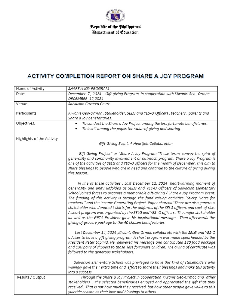 Share a Joy Gift-Giving Program 2024 | PDF | Philanthropy | Virtue
