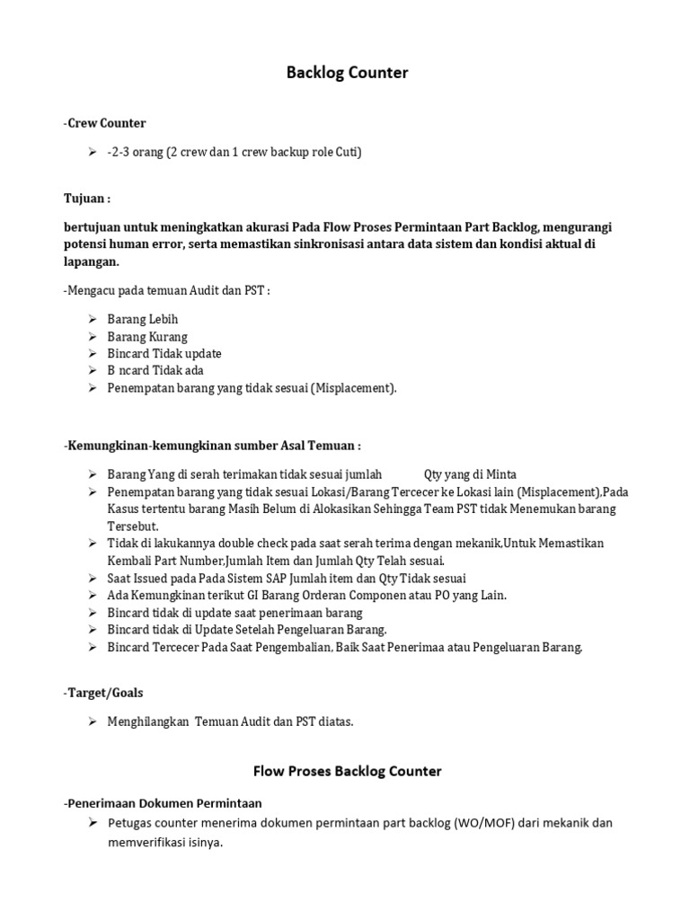 Backlog Counter | PDF