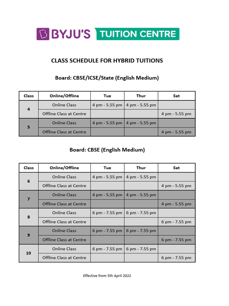 BTC - Time Table - 22-23 | PDF