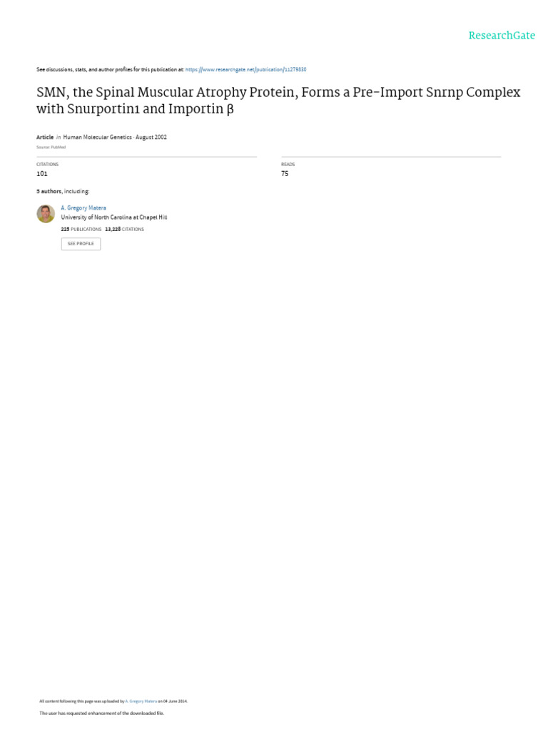 SMN The Spinal Muscular Atrophy Protein Forms A PR | PDF | Cell Nucleus ...