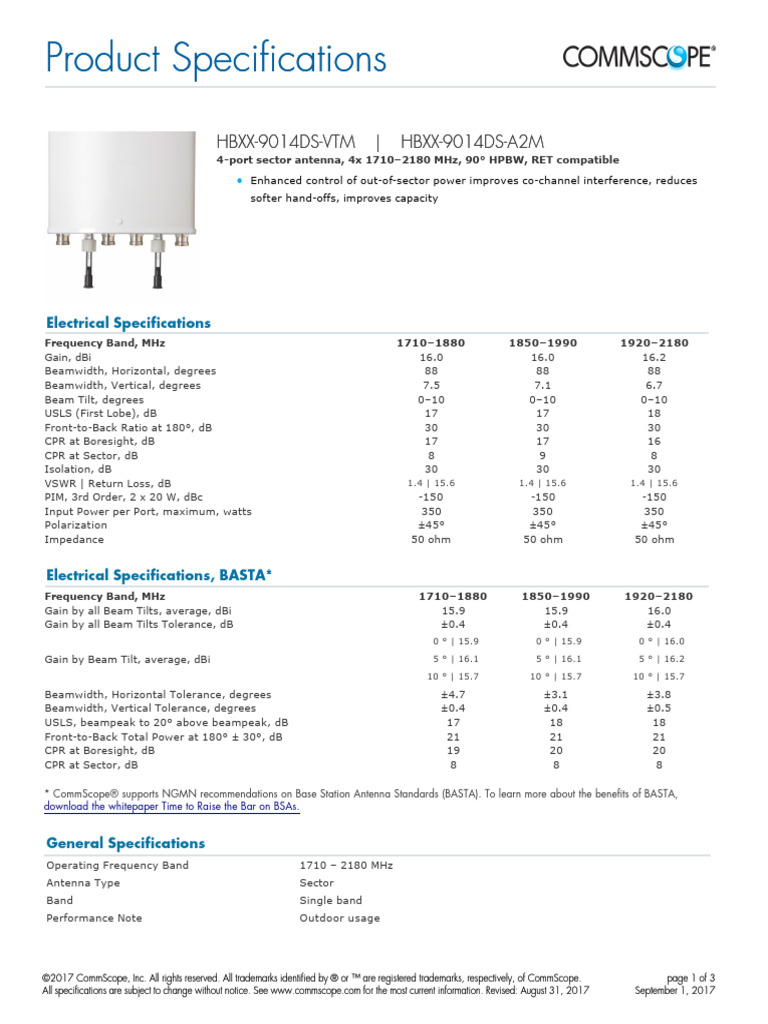 HBXX 9014DS VTM - HBXX 9014DS A2m | PDF | Antenna (Radio) | Electrical ...