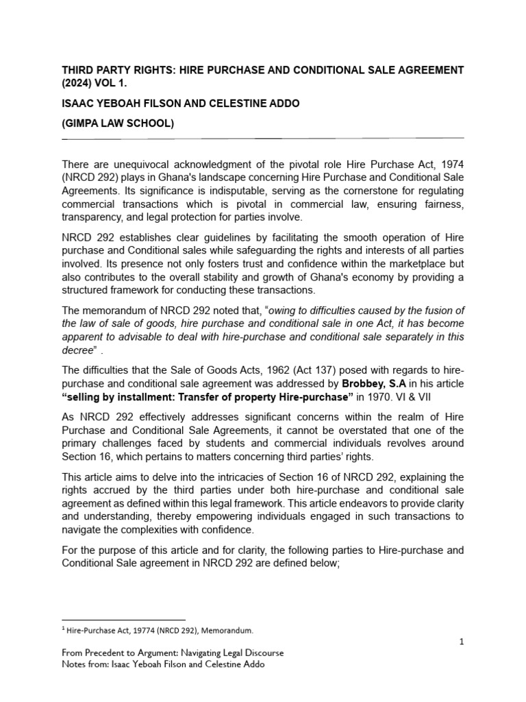 Commentary of Section 16 of NRCD292, Third Party Rights | PDF | Civil ...