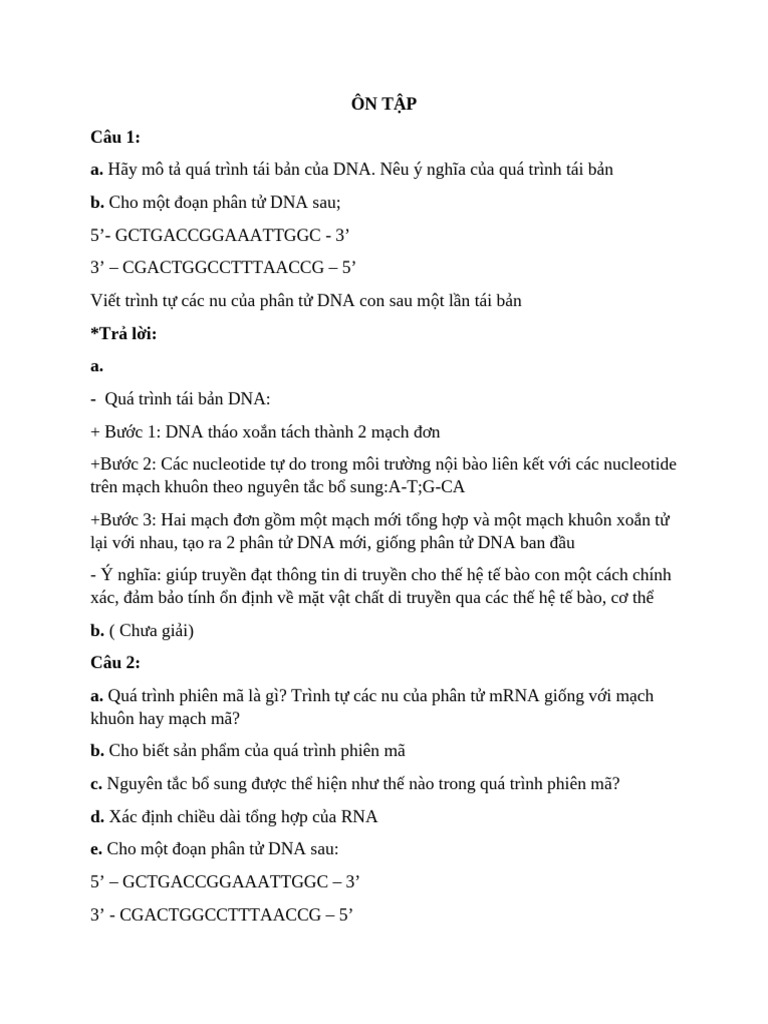 ÔN TẬP KHTN - SINH | PDF