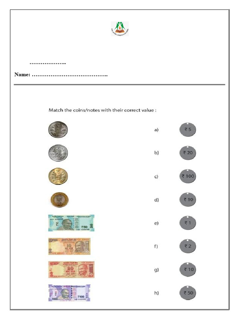 Money Combinations Worksheet | PDF