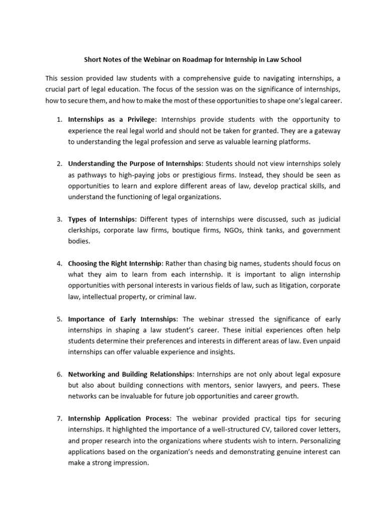 Law School Internship Roadmap Guide | PDF | Internship | Job Hunting