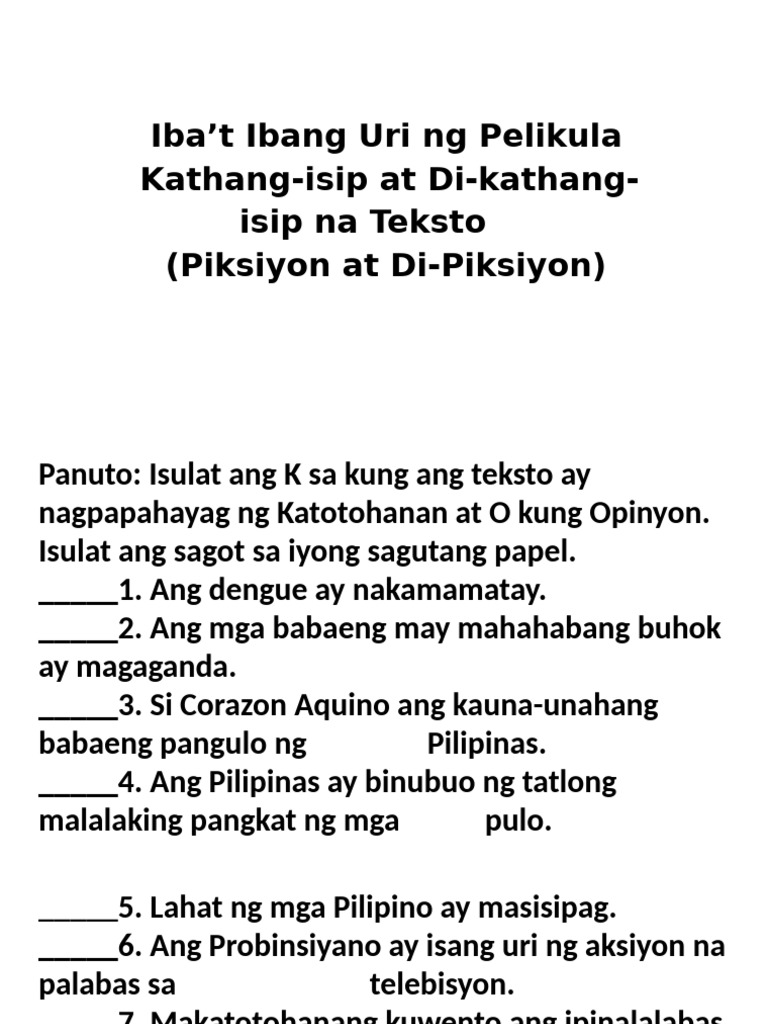 q3.w9 Uri NG Pelikula | PDF