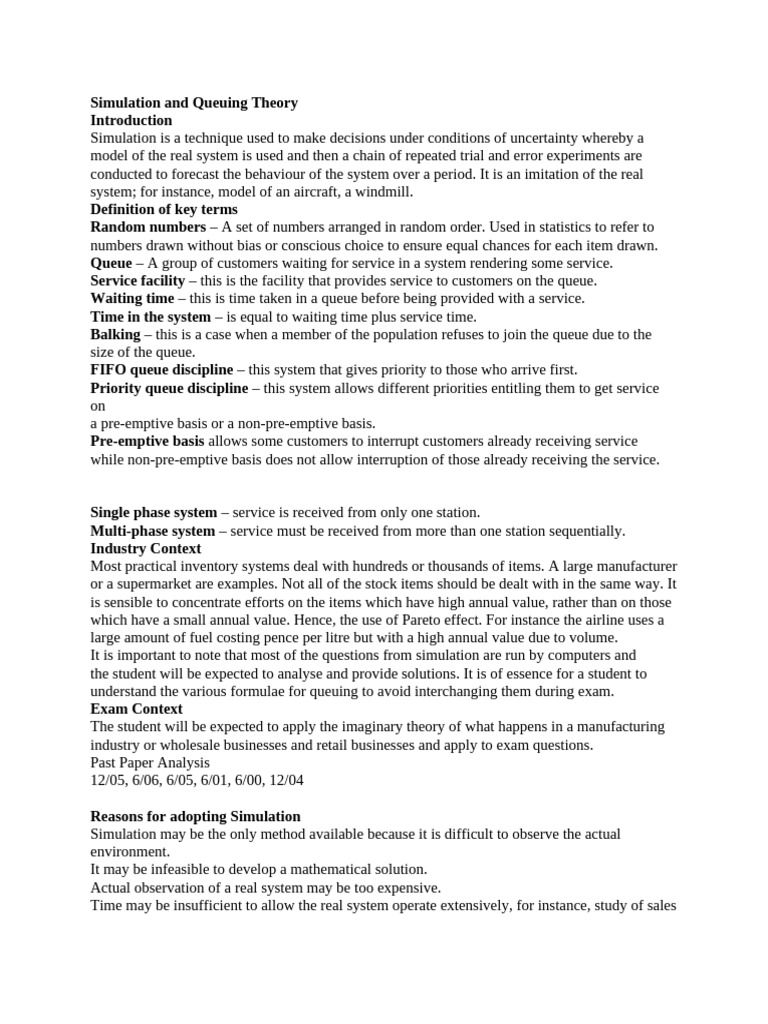 Simulation and Queuing Theory | PDF | Simulation | Probability Distribution