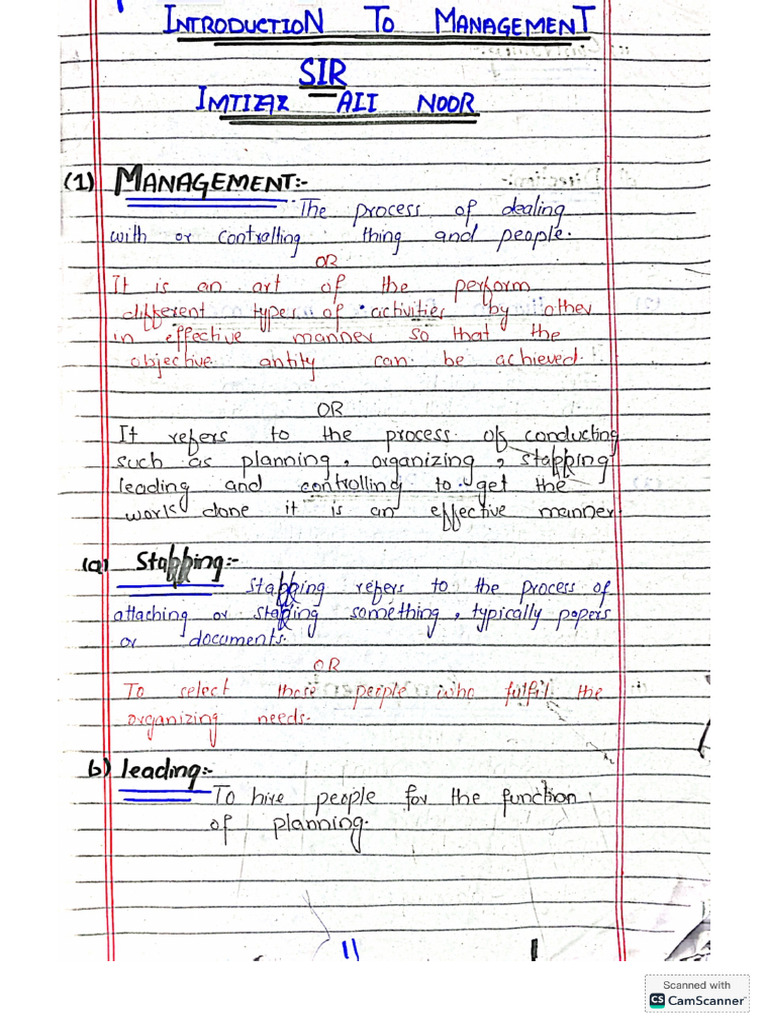 Management by Taimoor Professor | PDF