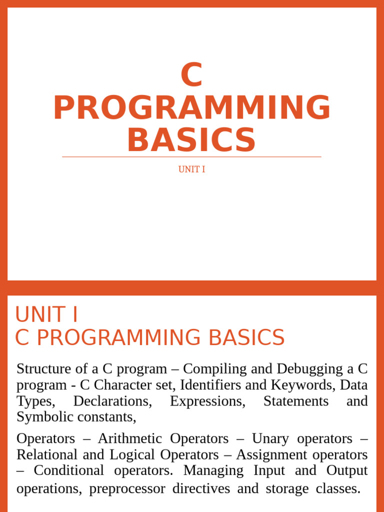 Unit I C Programming Basics | PDF | Pointer (Computer Programming) | Integer (Computer Science)
