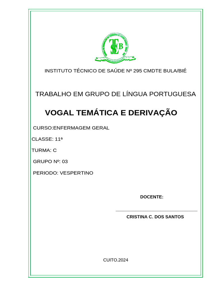 Vogal Temática e Derivação em Português | PDF | Palavra | Substantivo
