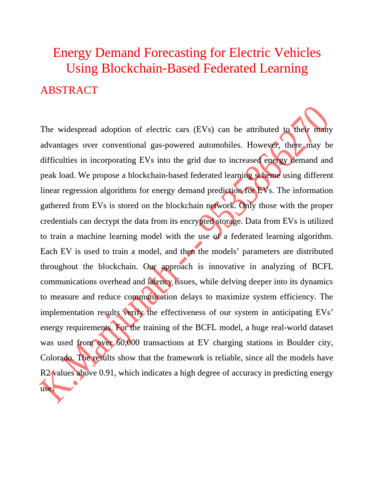 Energy Demand Forecasting For Electric Vehicles Using Blockchain-Based Federated Learning | PDF ...