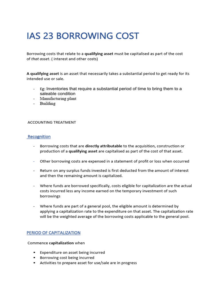 IAS 23: Capitalizing Borrowing Costs | PDF