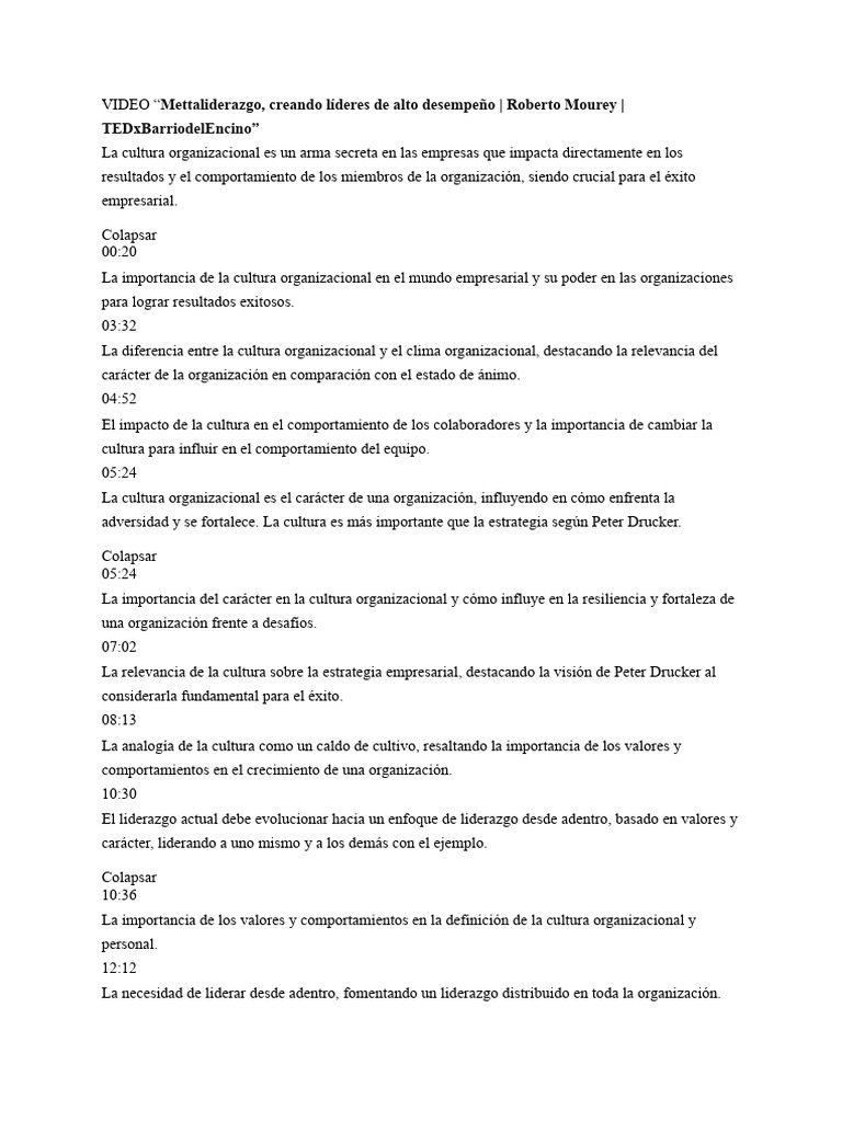 VIDEO - Mettaliderazgo, Creando Líderes de Alto Desempeño | PDF ...