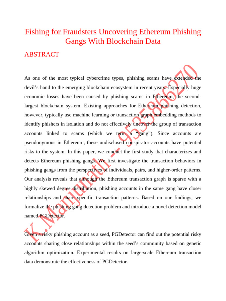 Fishing For Fraudsters Uncovering Ethereum Phishing Gangs With Blockchain Data | PDF | Phishing ...