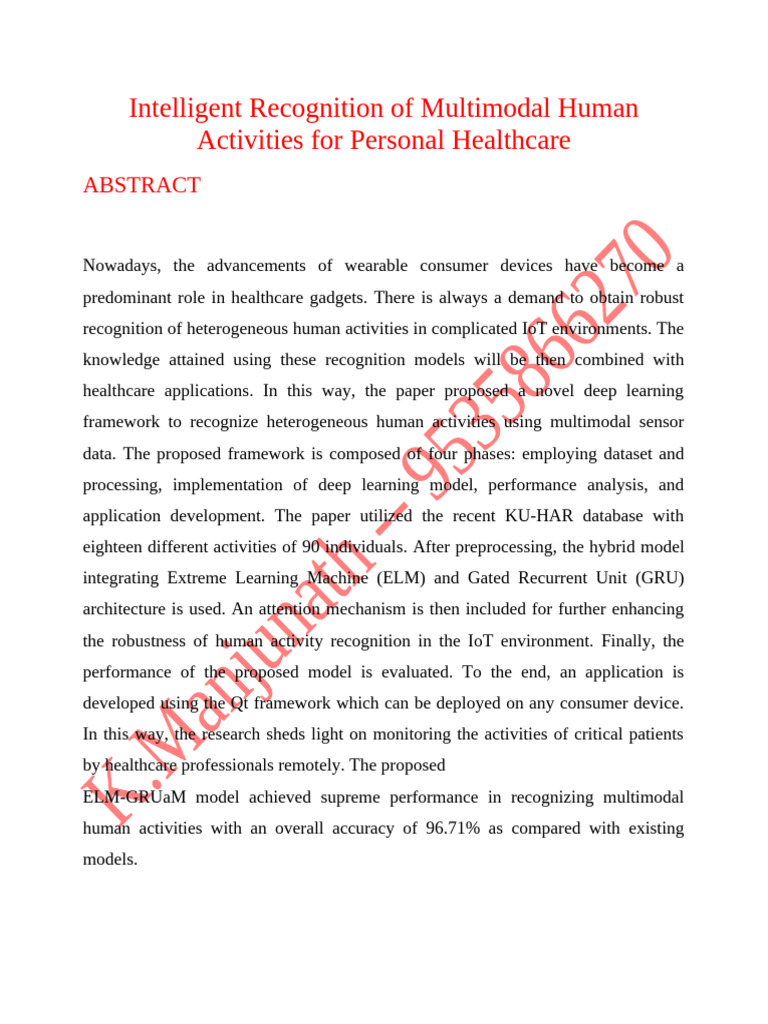 Intelligent Recognition of Multimodal Human Activities For Personal Healthcare | PDF | Deep ...