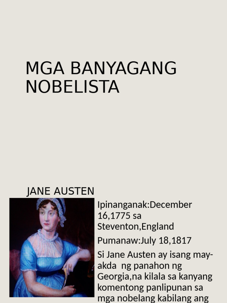 Mga Banyagang Nobelista Fill Ed 211 | PDF