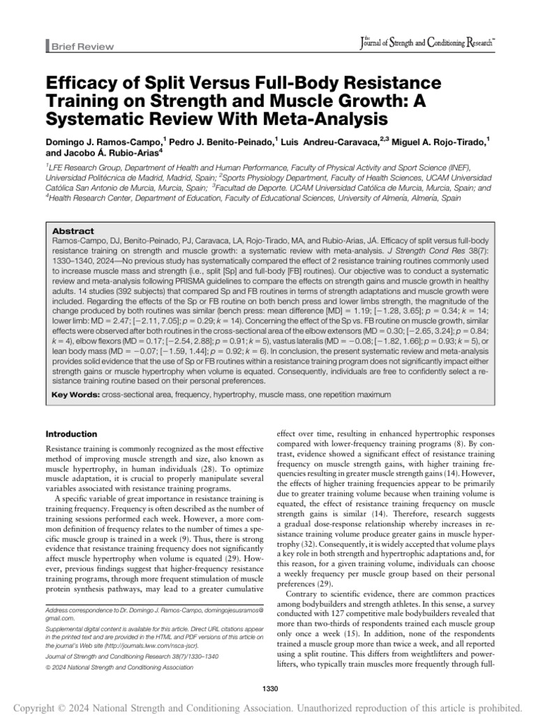 Efficacy of Split Versus Full Body Resistance.20 | PDF | Strength ...