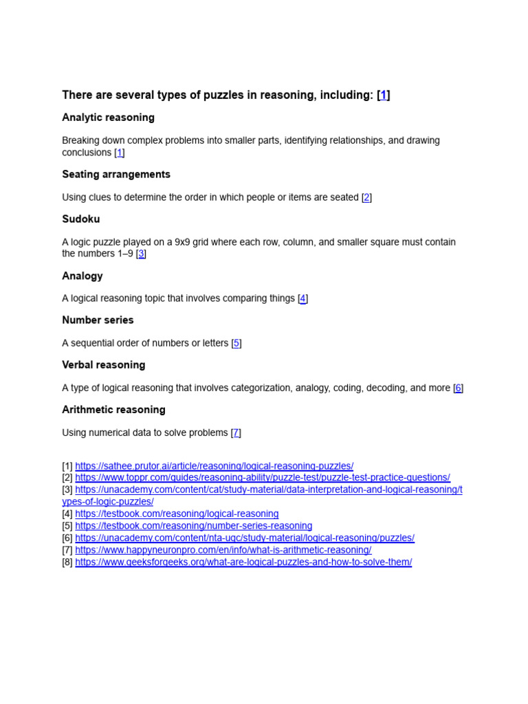 Classification of Puzzles | PDF