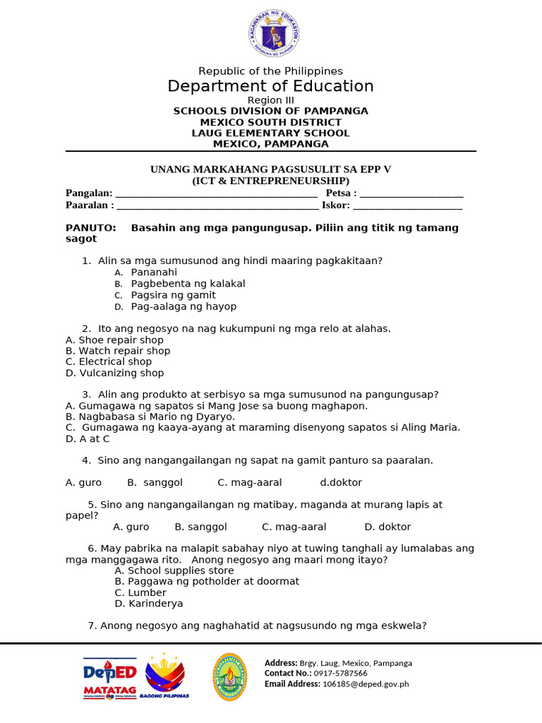 PT EPP ICT 5 1ST Grading Period | PDF