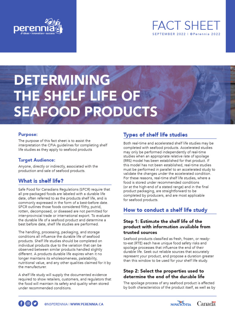 Determining The Shelf Life of Seafood Products | PDF | Shelf Life ...