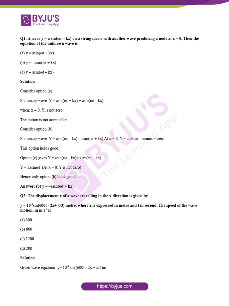 JEE Main Previous Year Solved Questions On Waves On String PDF | PDF | Waves | Frequency