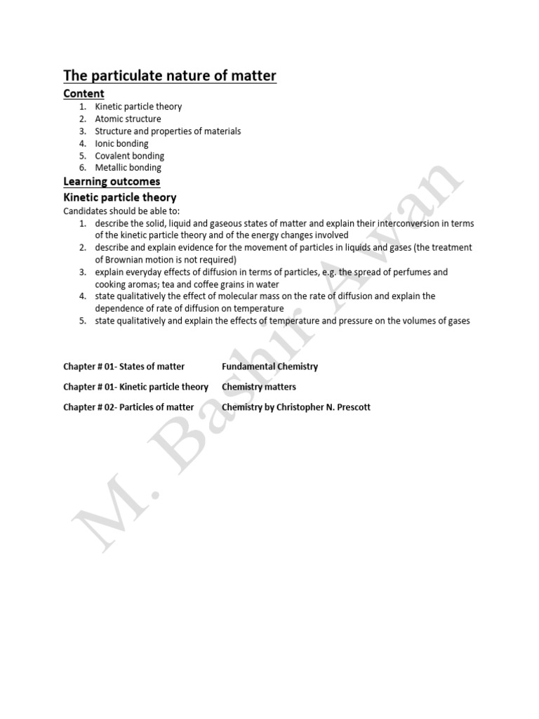 The Particulate Nature of Matter Past Paper Questions | PDF | Gases ...