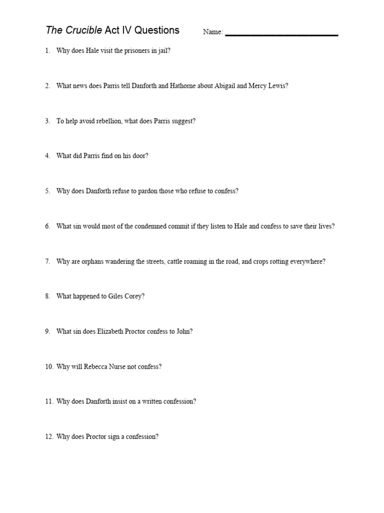 The Crucible Act IV: Q-A | PDF