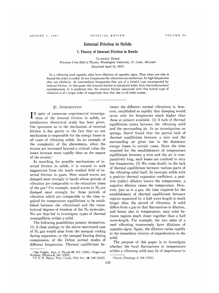 Internal Friction in Vibrating Solids | PDF | Friction | Gases
